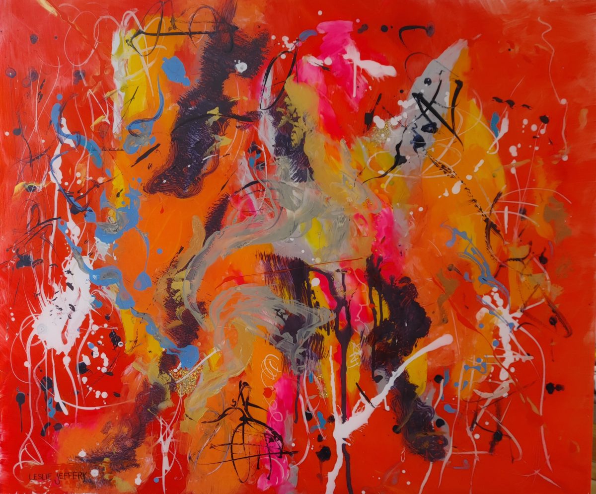 “RED IS DOMINANT” - Acrylic under Plexiglass, in Abstracts