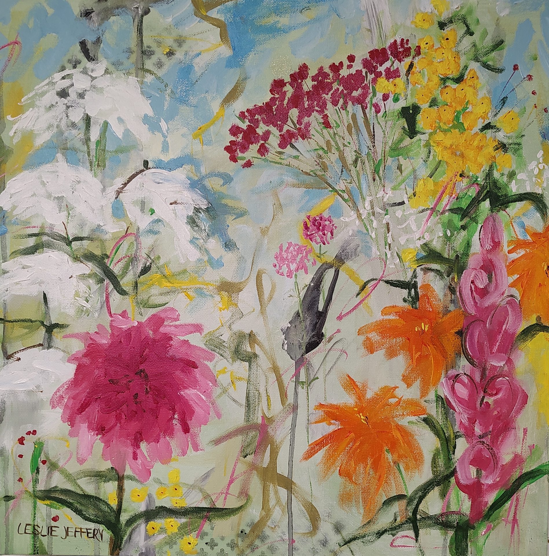 “COLORFUL BOTANICALS” #1 - Acrylic on canvas, in Paintings - Miscellaneous