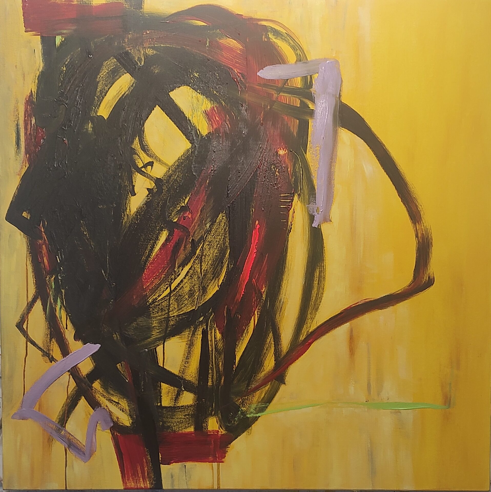 “TANGLE AND ANGLES” - Acrylic on canvas, in Abstracts